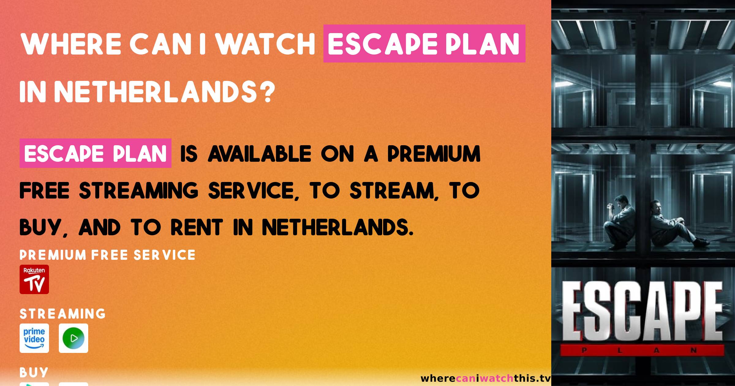 Where can I watch Escape Plan in Netherlands?