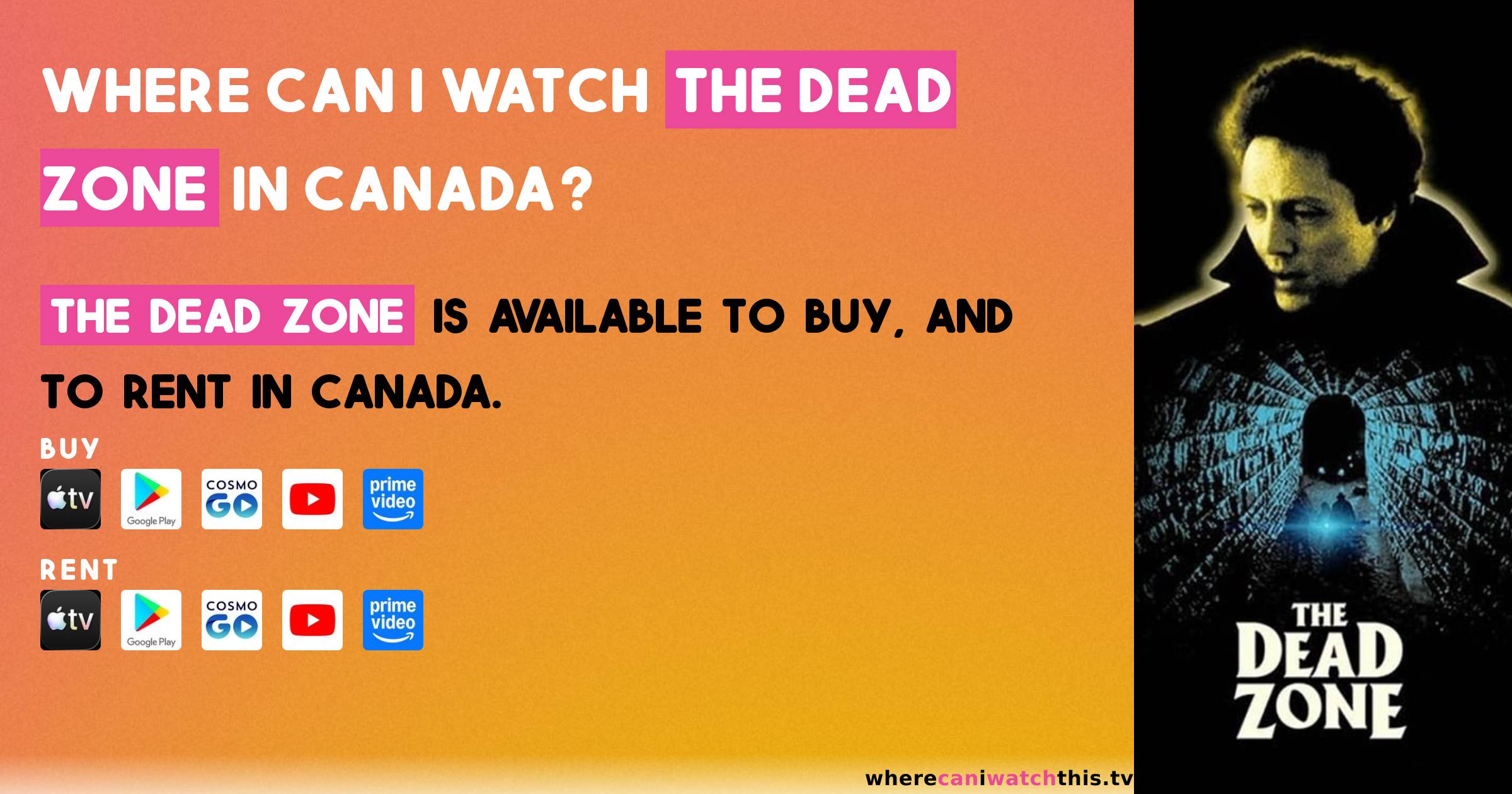 Where can I watch The Dead Zone in Canada?