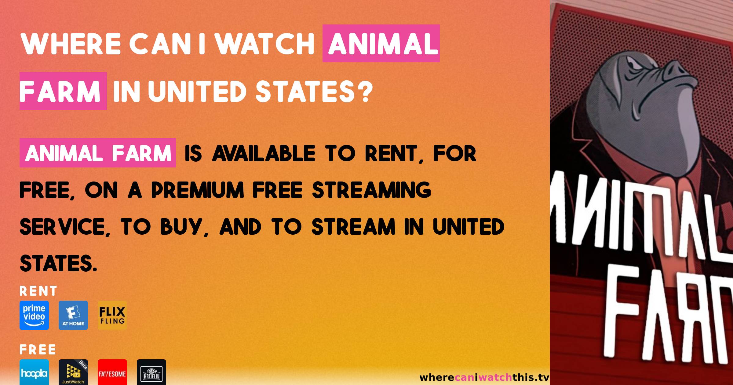 Where can I watch Animal Farm in United States?