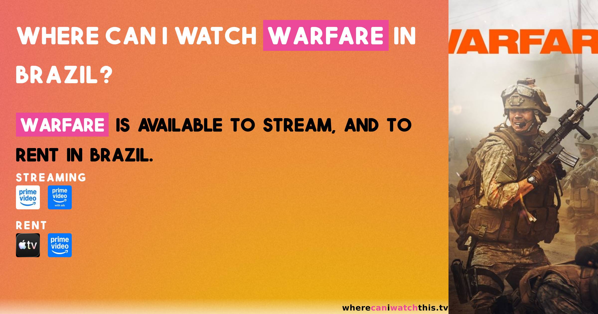 Where can I watch Warfare in Brazil?