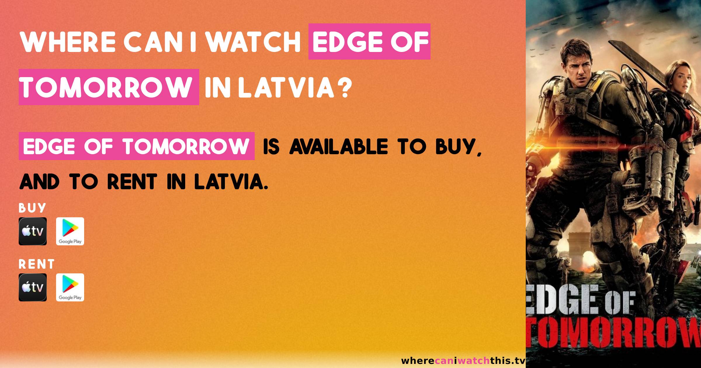 Where can I watch Edge of Tomorrow in Latvia?