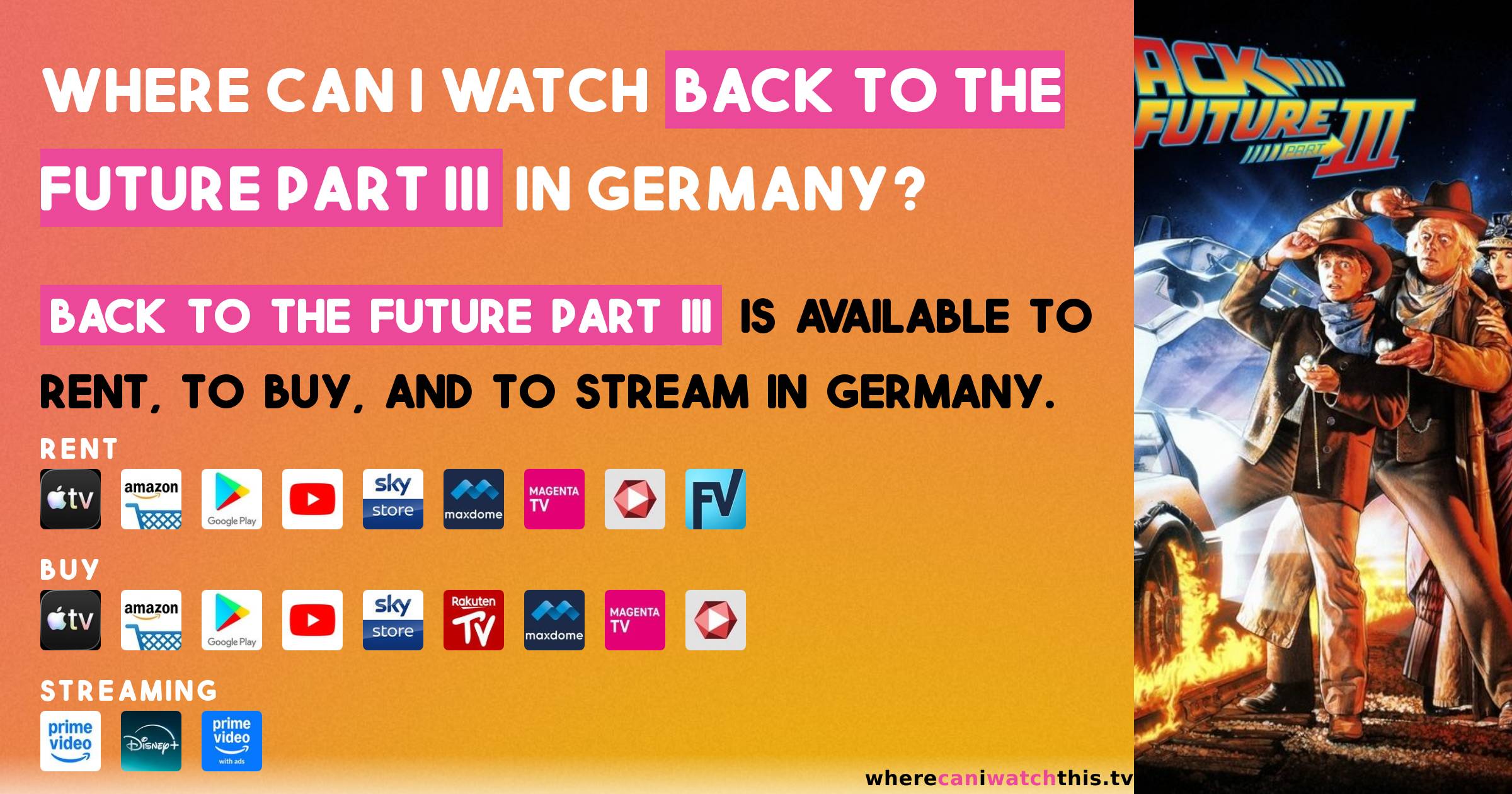 Where can I watch Back to the Future Part III in Germany?