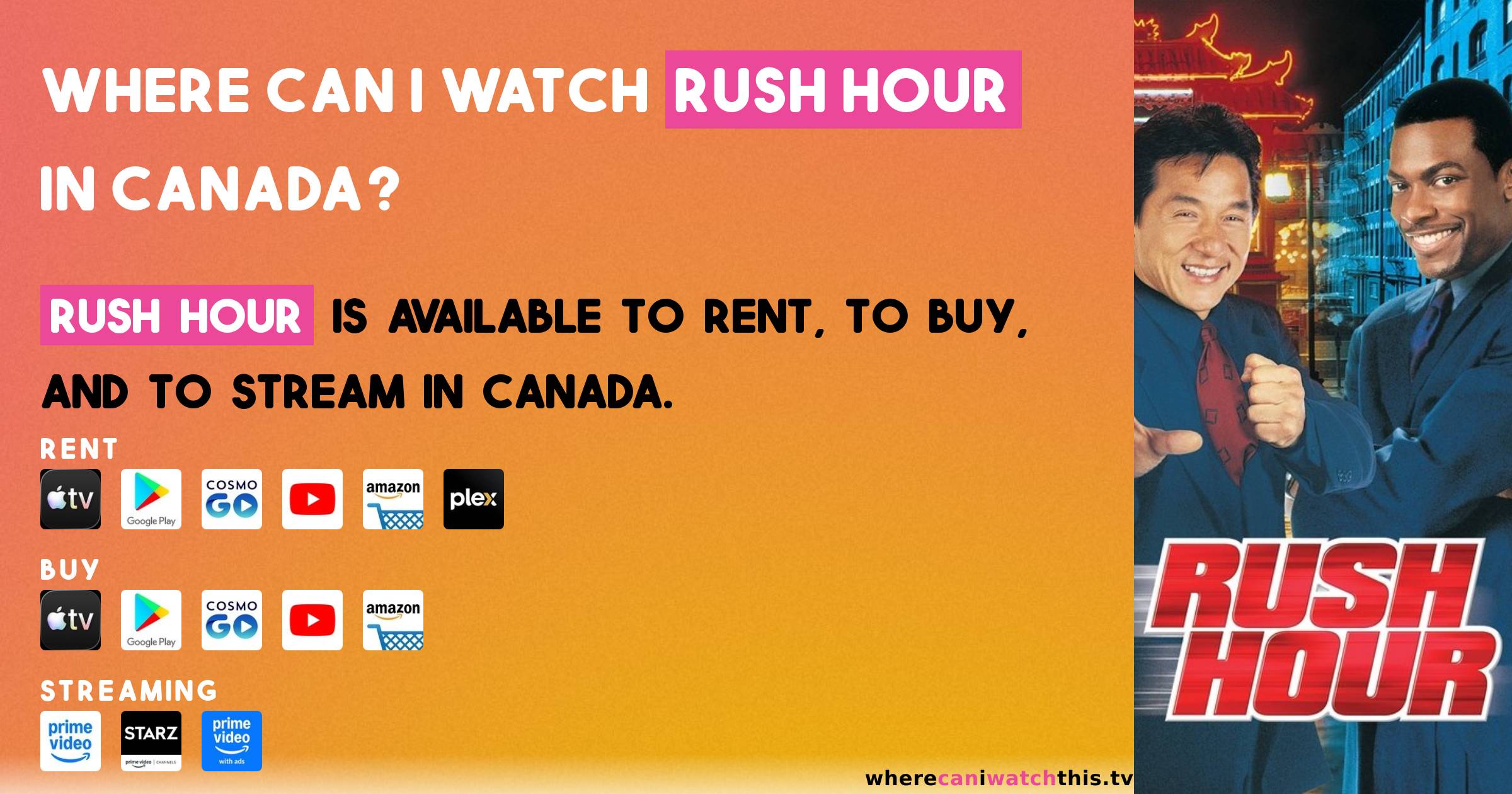 Where can I watch Rush Hour in Canada?