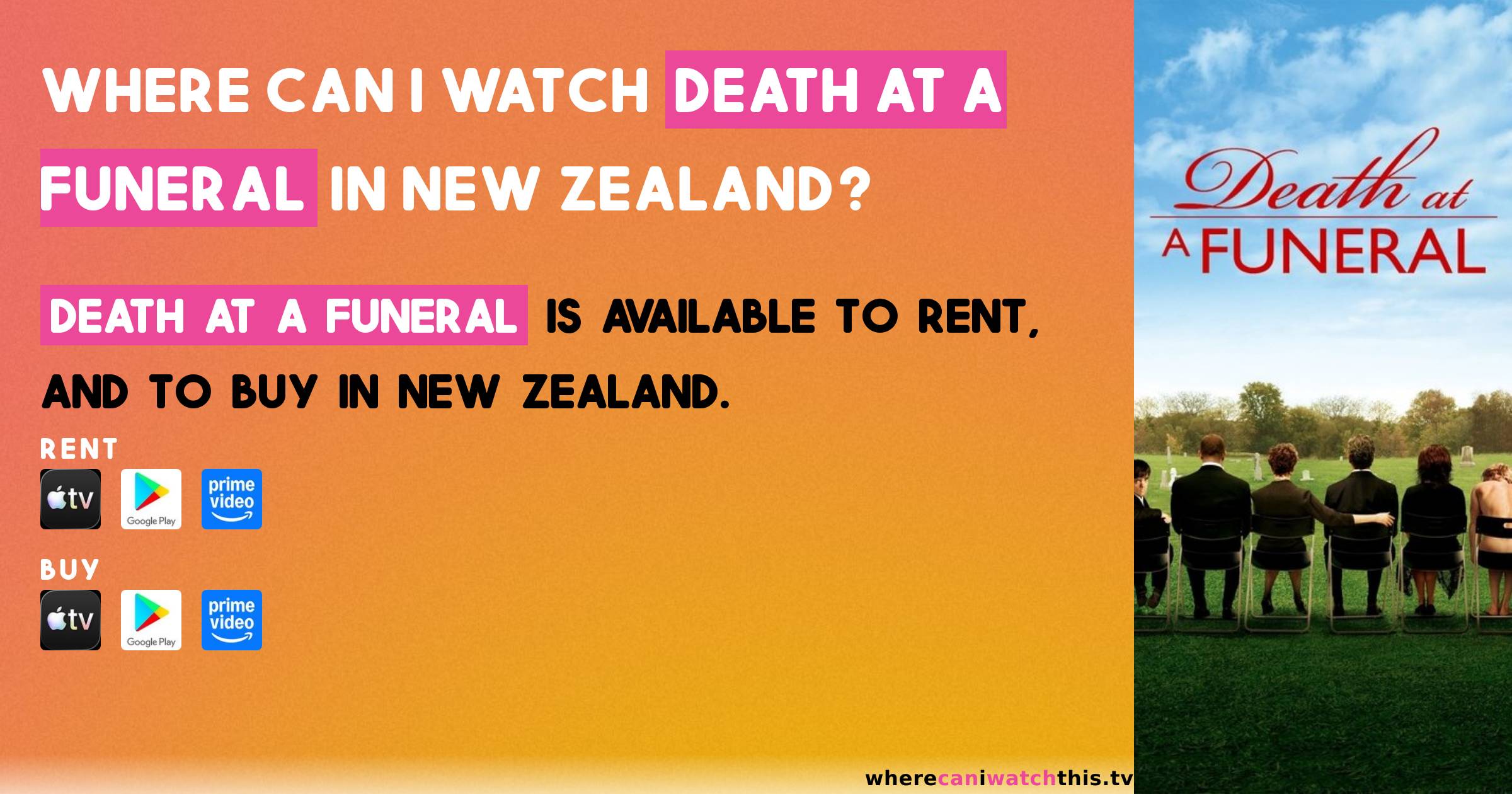 Where can I watch Death at a Funeral in New Zealand?