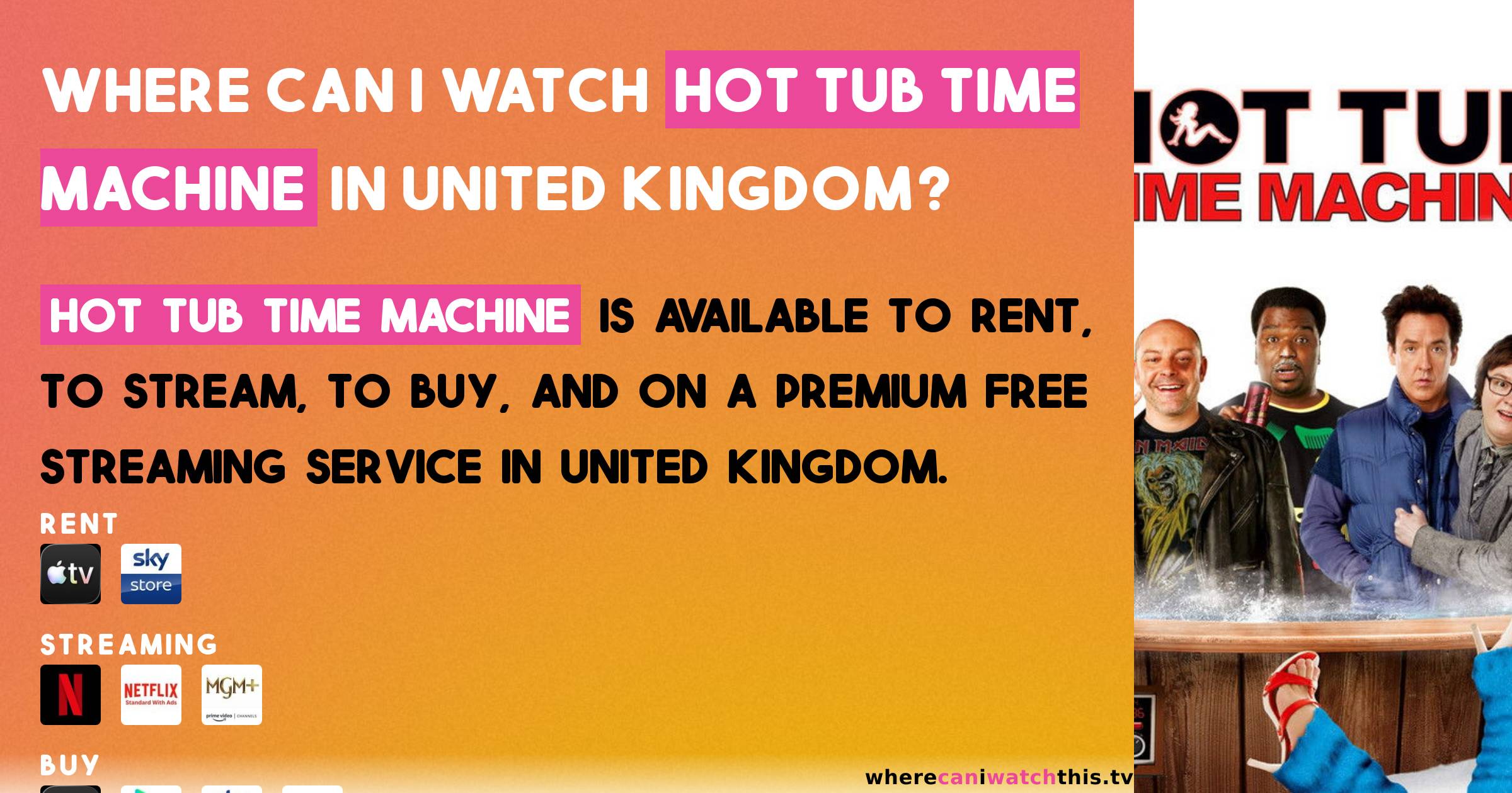 Where can I watch Hot Tub Time Machine in United Kingdom?