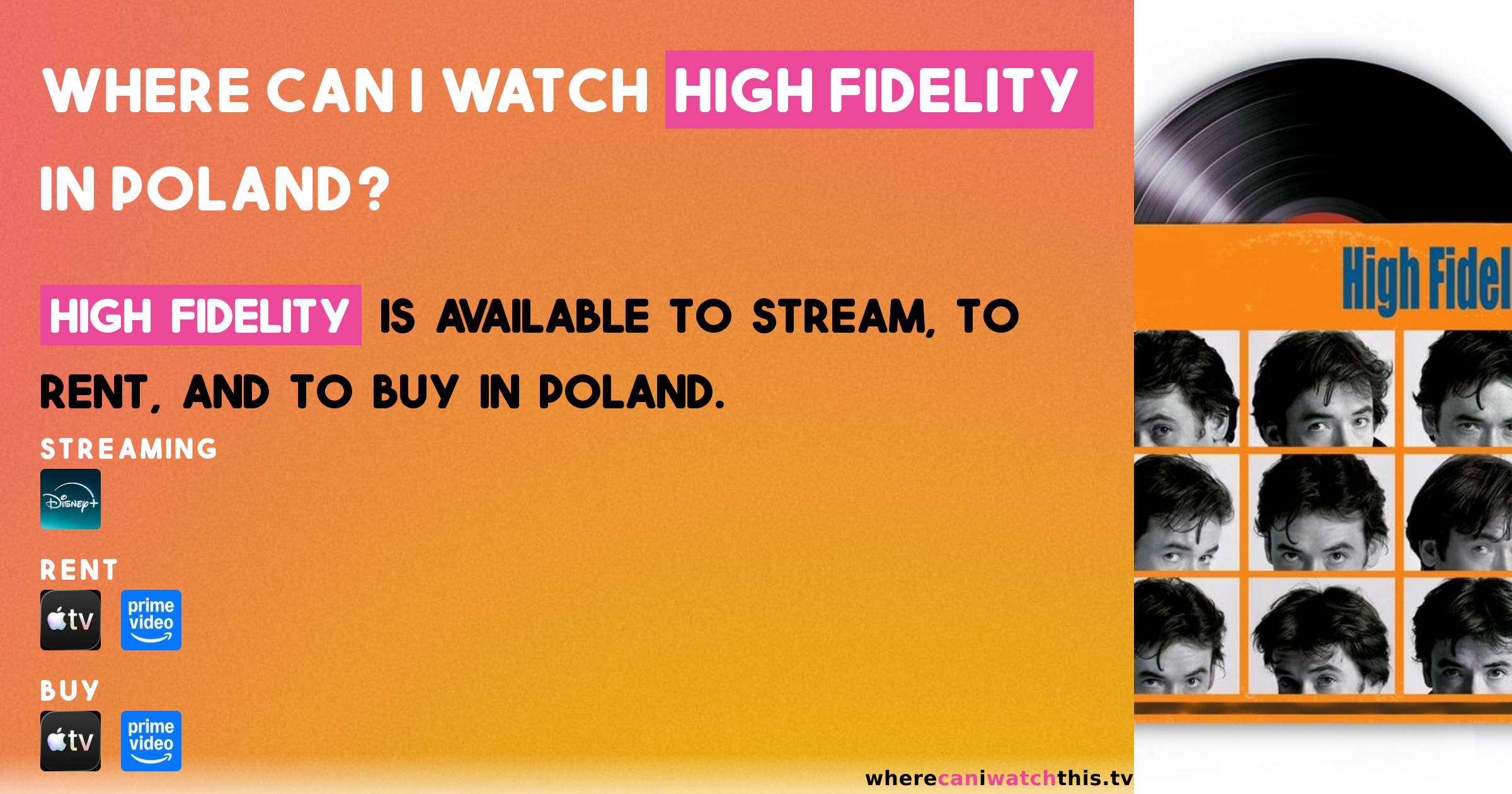 Where can I watch High Fidelity in Poland?