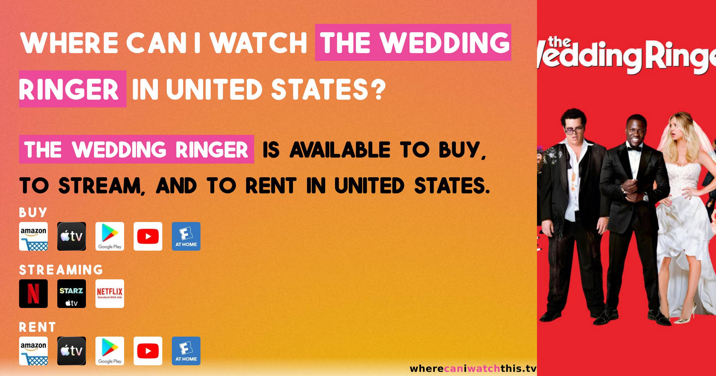 Where can I watch The Wedding Ringer in United States?