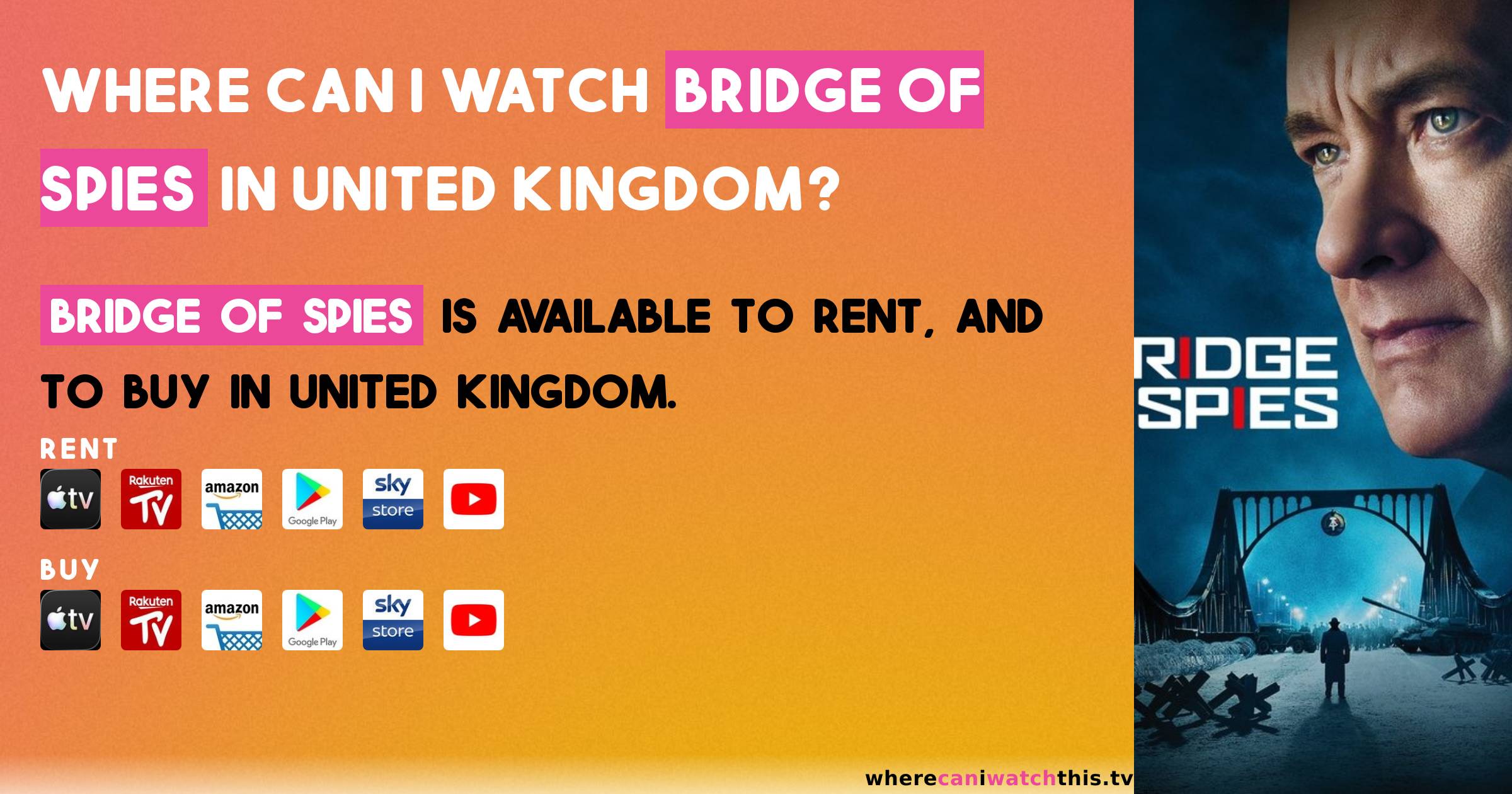 Where can I watch Bridge of Spies in United Kingdom?