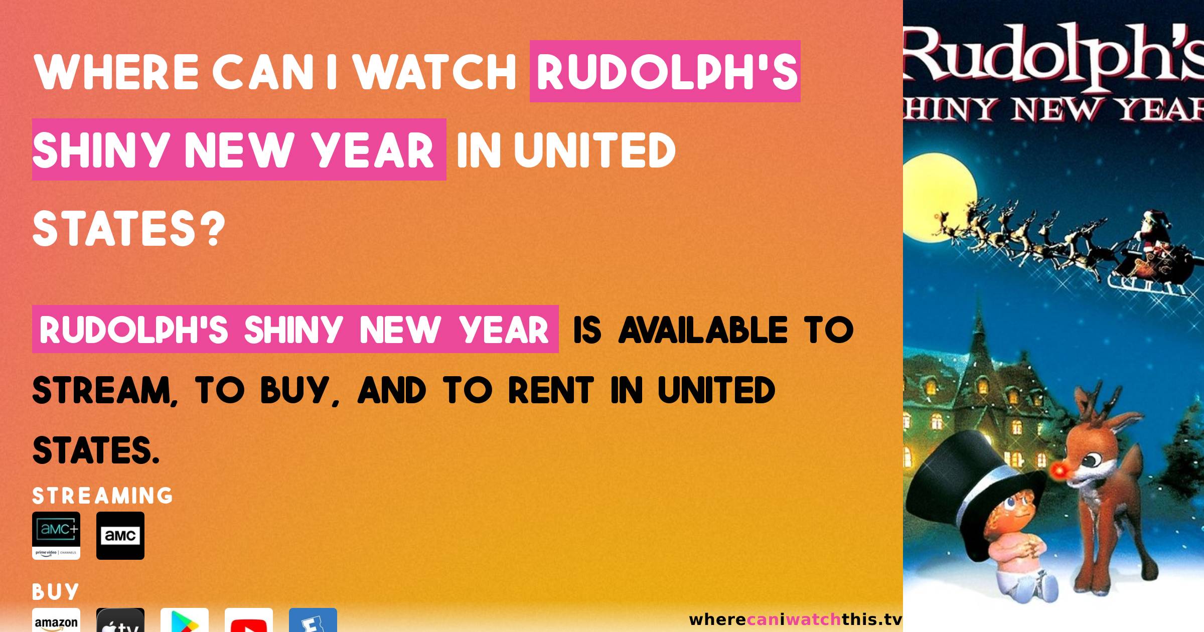 Where can I watch Rudolph's Shiny New Year in United States?