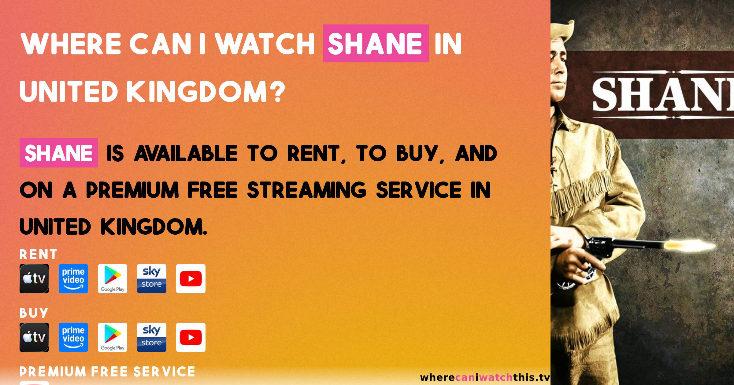 Where can I watch Shane in United Kingdom?
