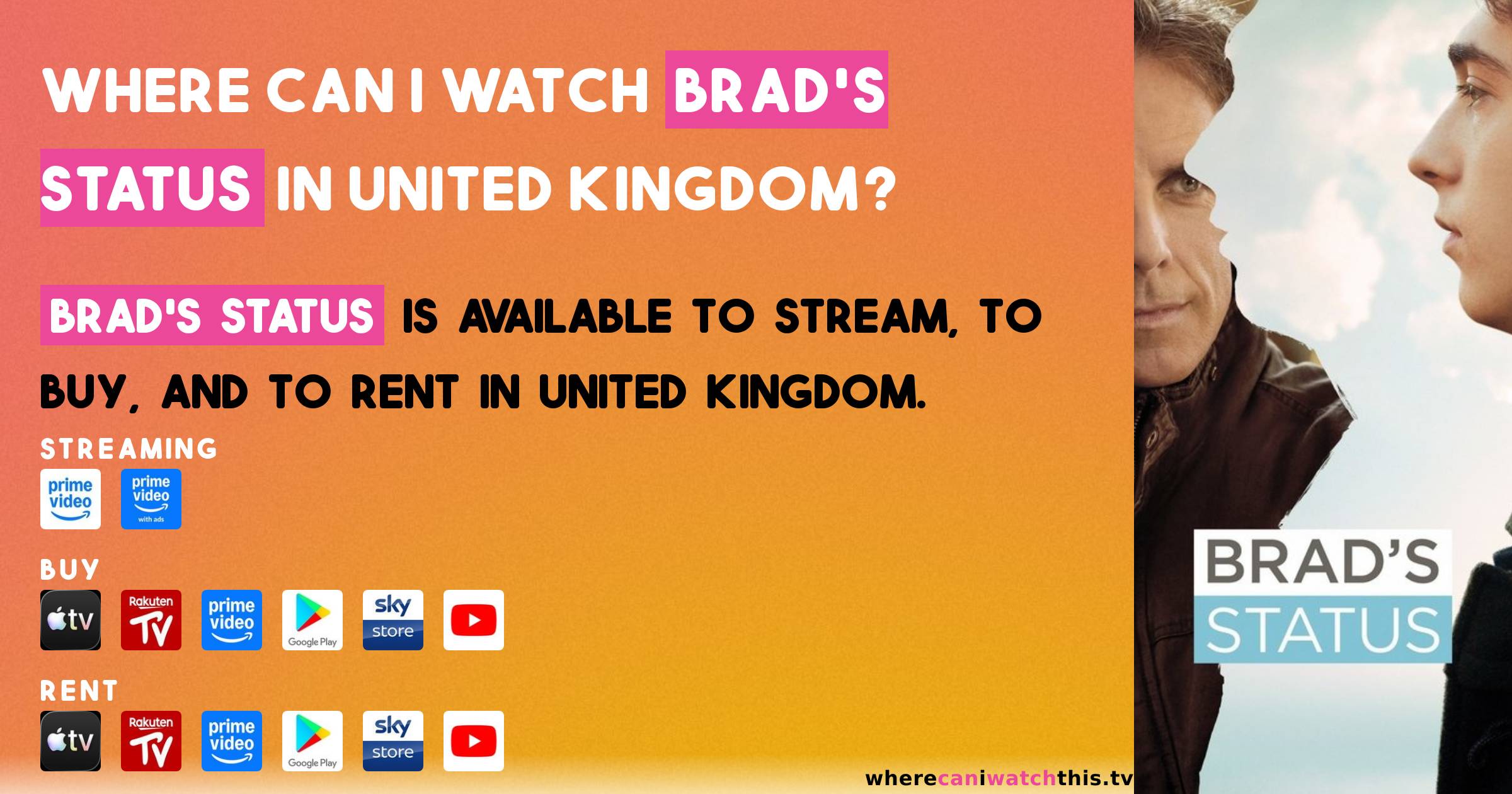 Where can I watch Brad's Status in United Kingdom?