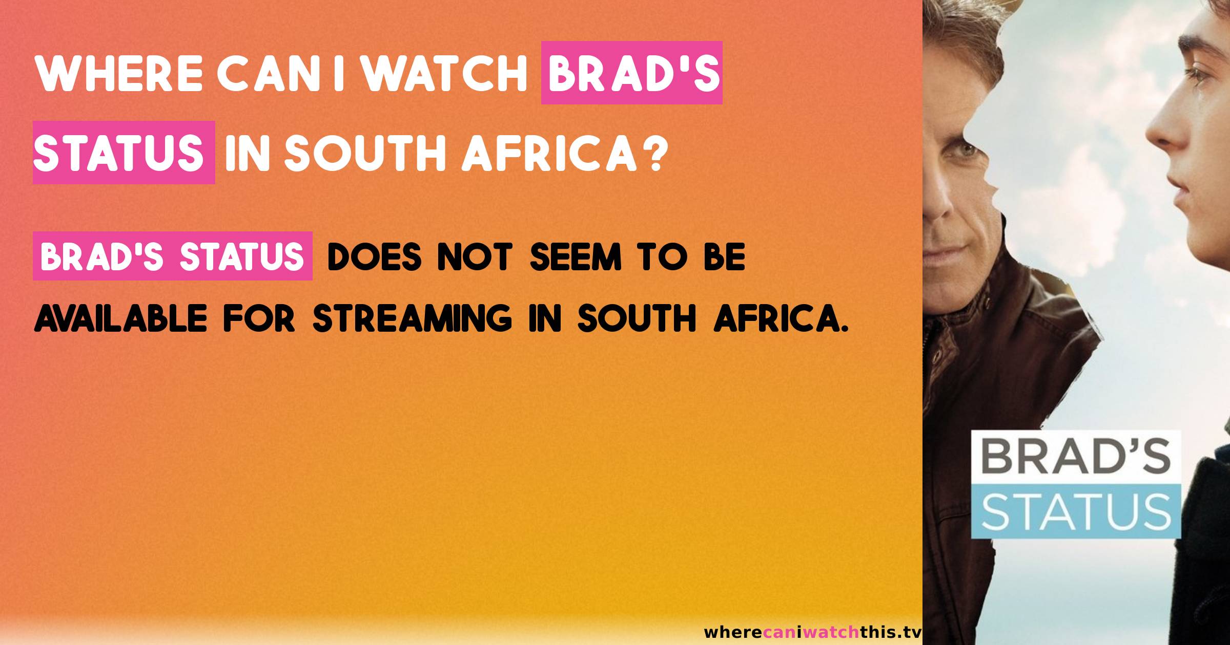 Where can I watch Brad's Status in South Africa?