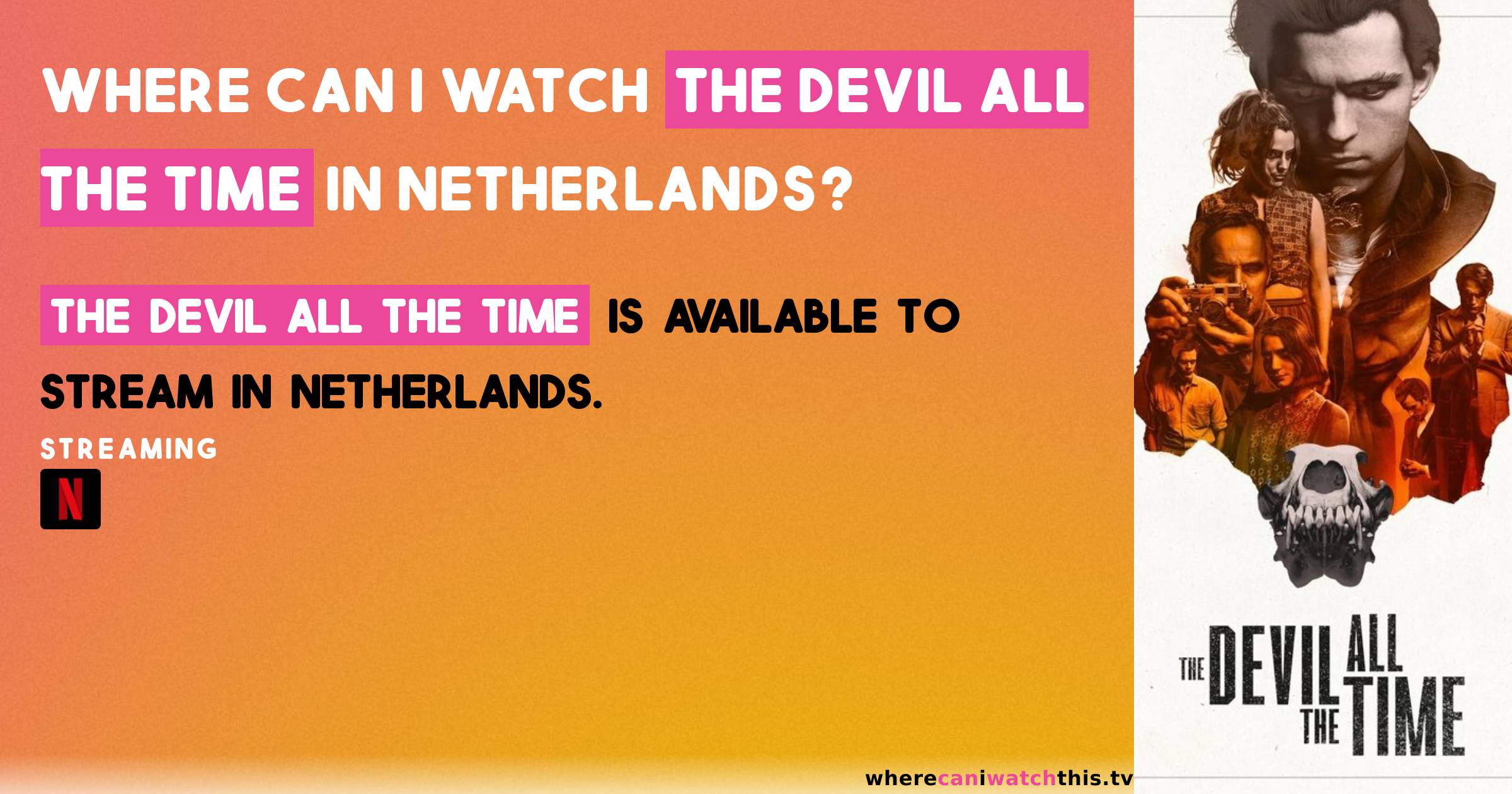 Where can I watch The Devil All the Time in Netherlands?