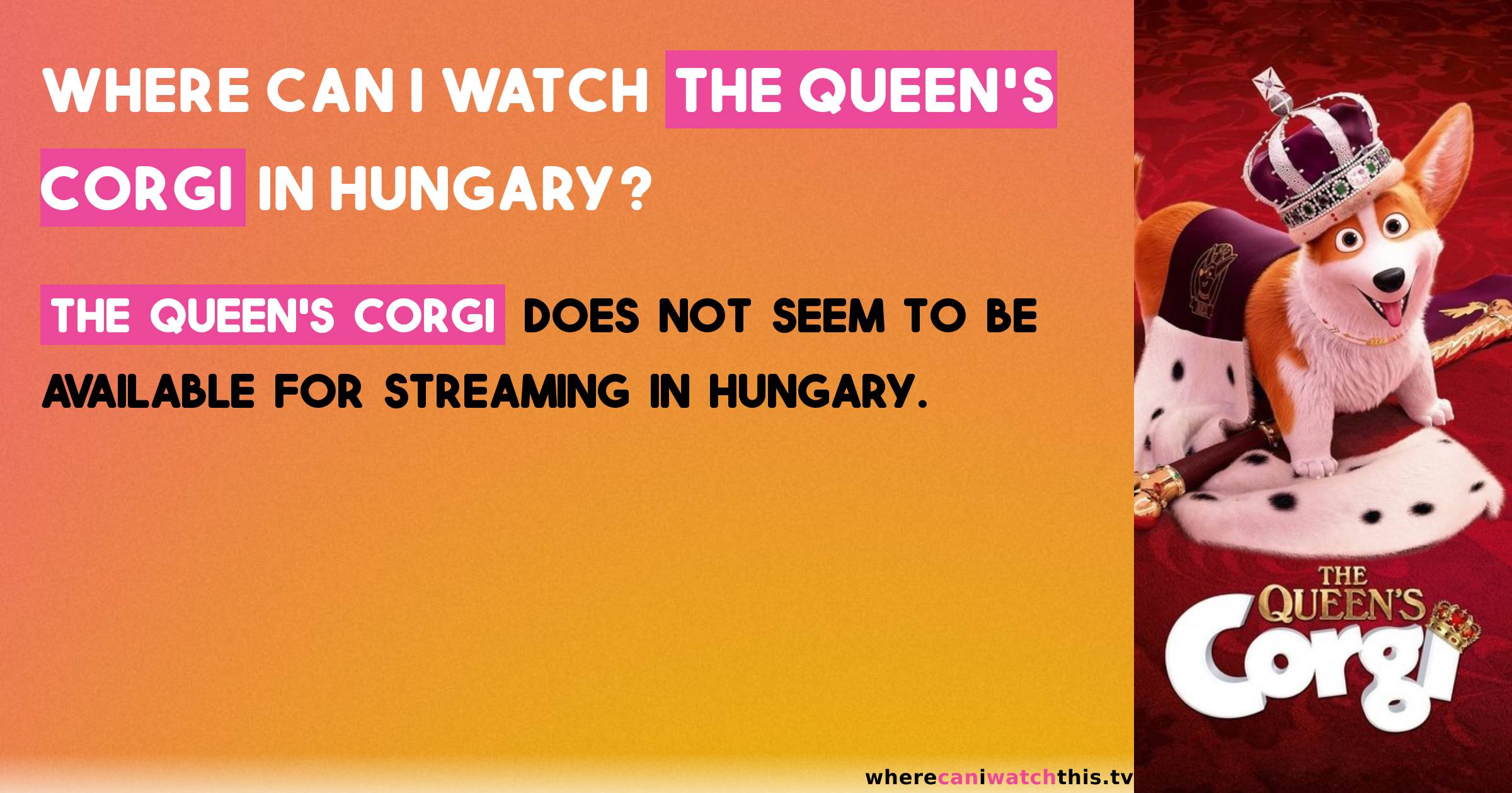 Where can I watch The Queen's Corgi in Hungary?