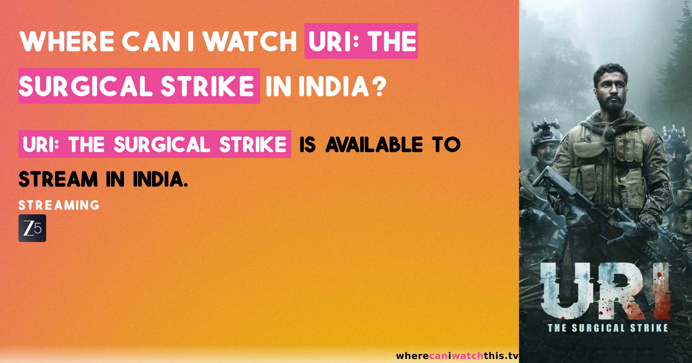 Where can I watch Uri: The Surgical Strike in India?