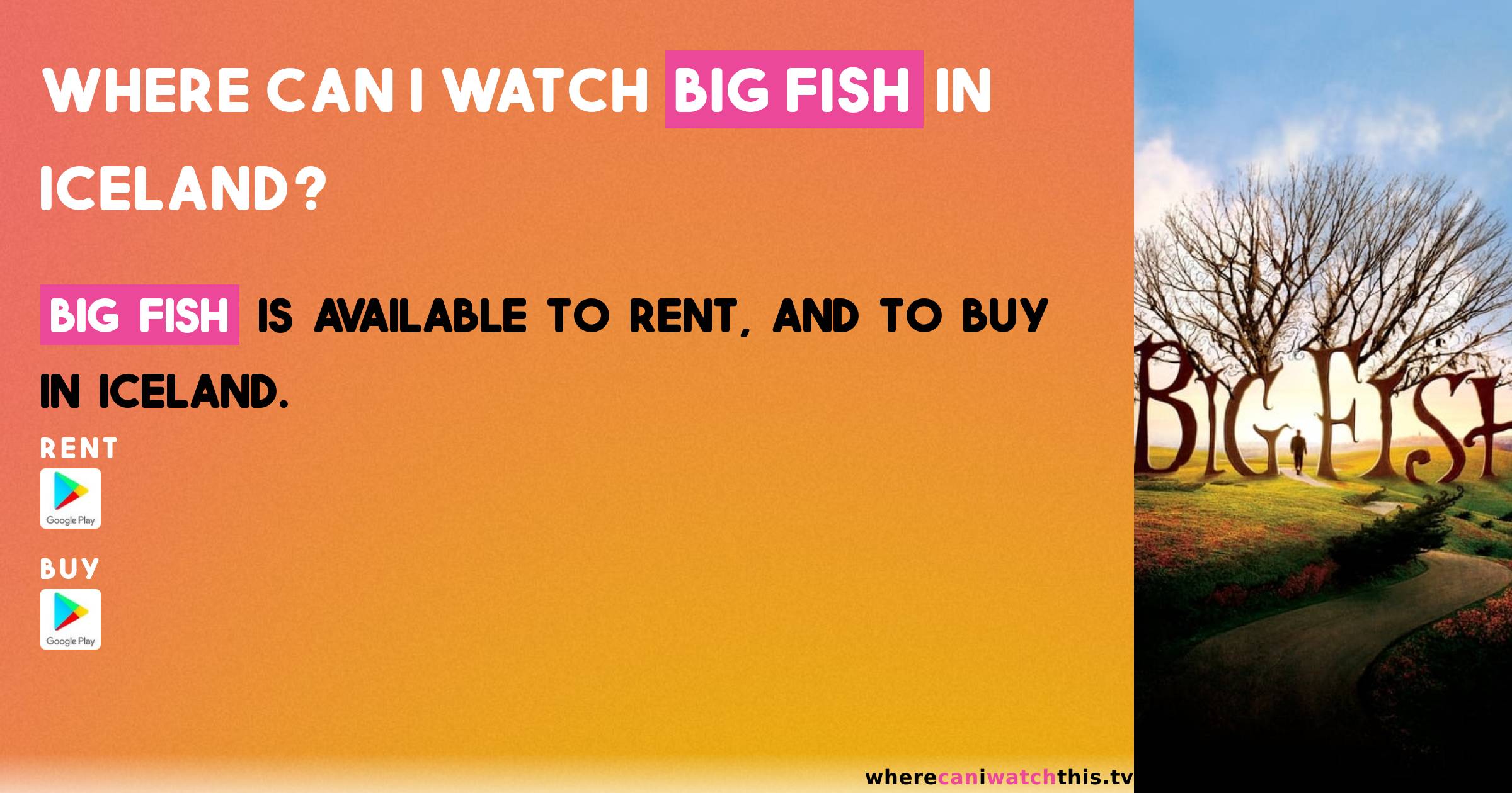Where can I watch Big Fish in Iceland?