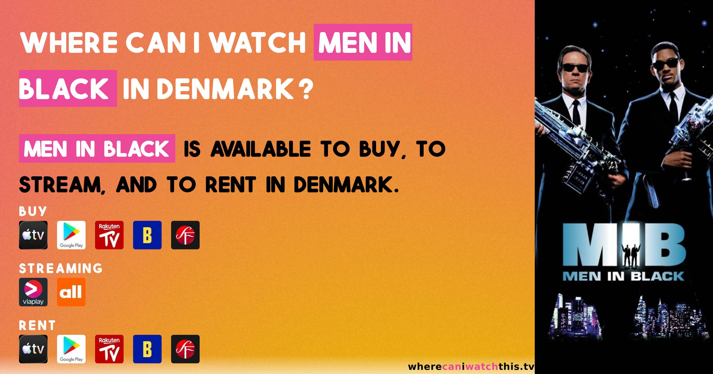 Where can I watch Men in Black in Denmark?