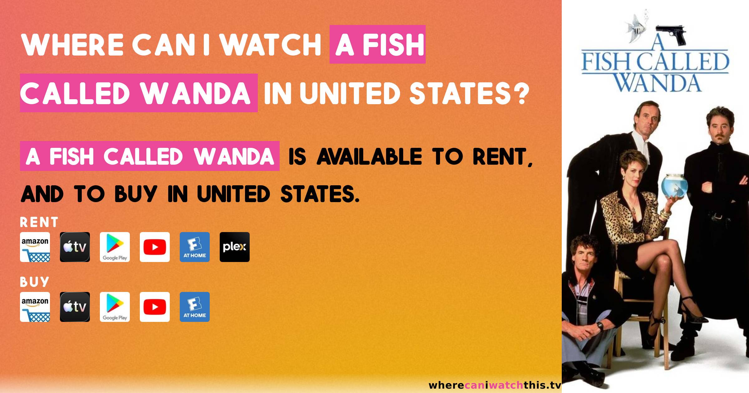 Where can I watch A Fish Called Wanda in United States?