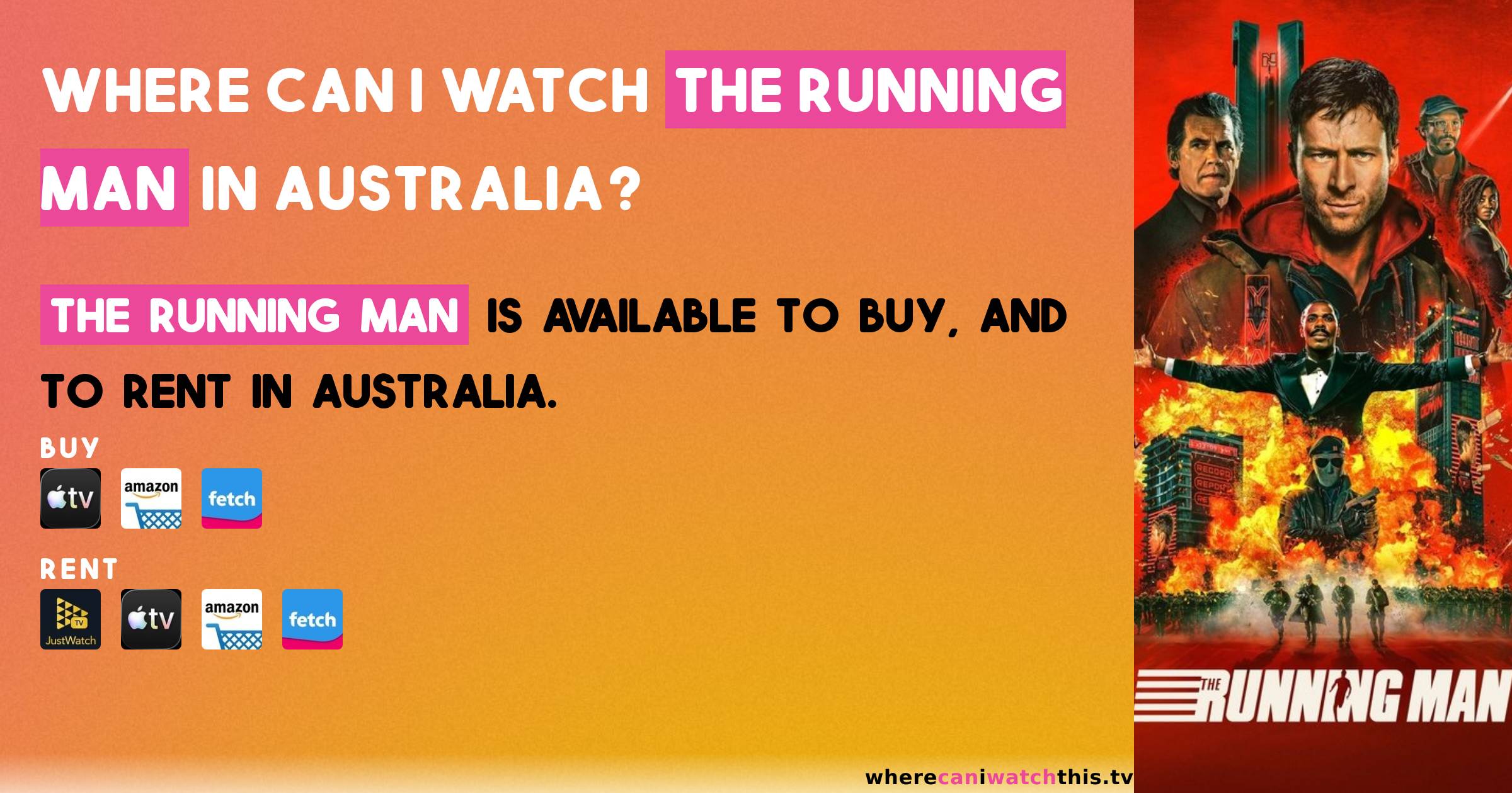 Where can I watch The Running Man in Australia?