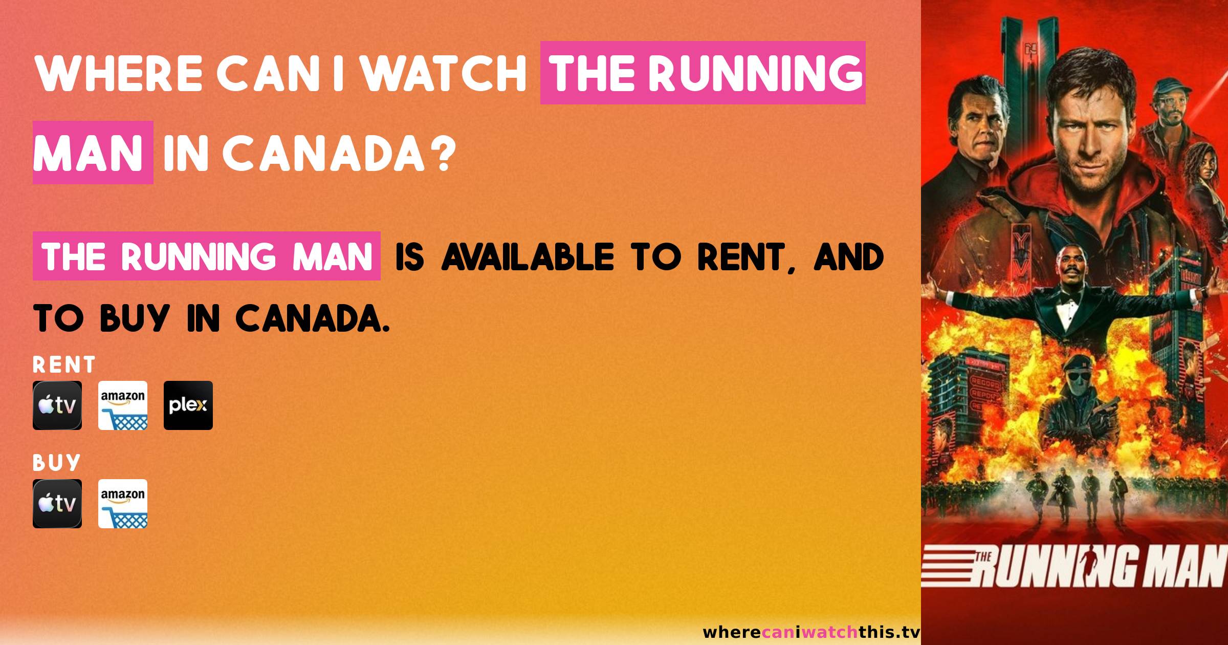 Where can I watch The Running Man in Canada?