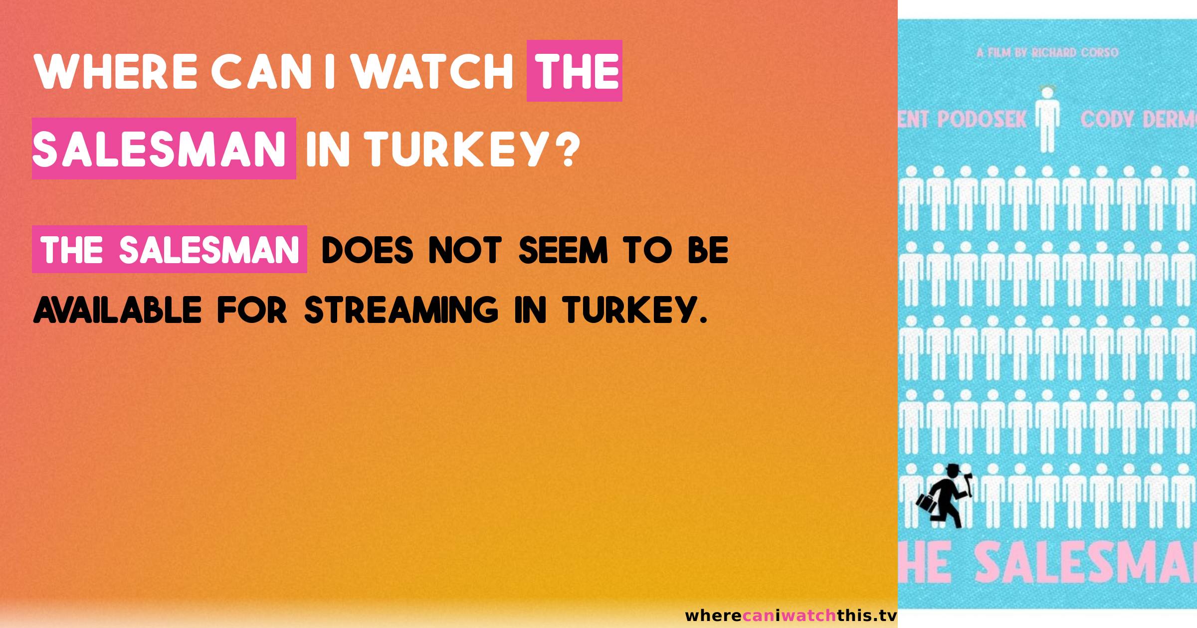 Where can I watch The Salesman in Turkey?