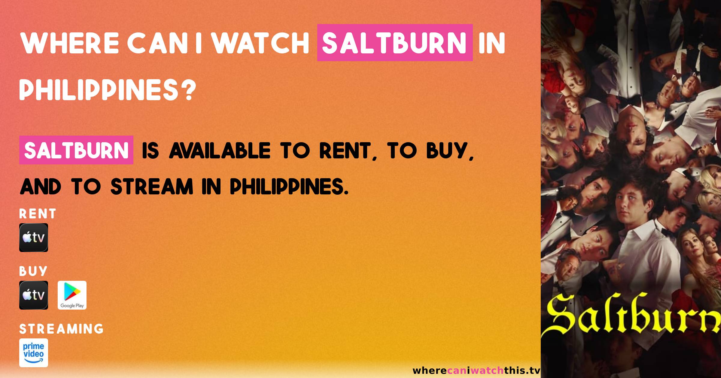Where can I watch Saltburn in Philippines?