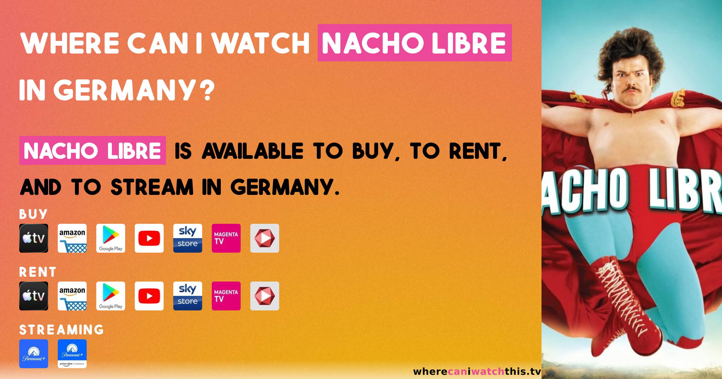 Where can I watch Nacho Libre in Germany?