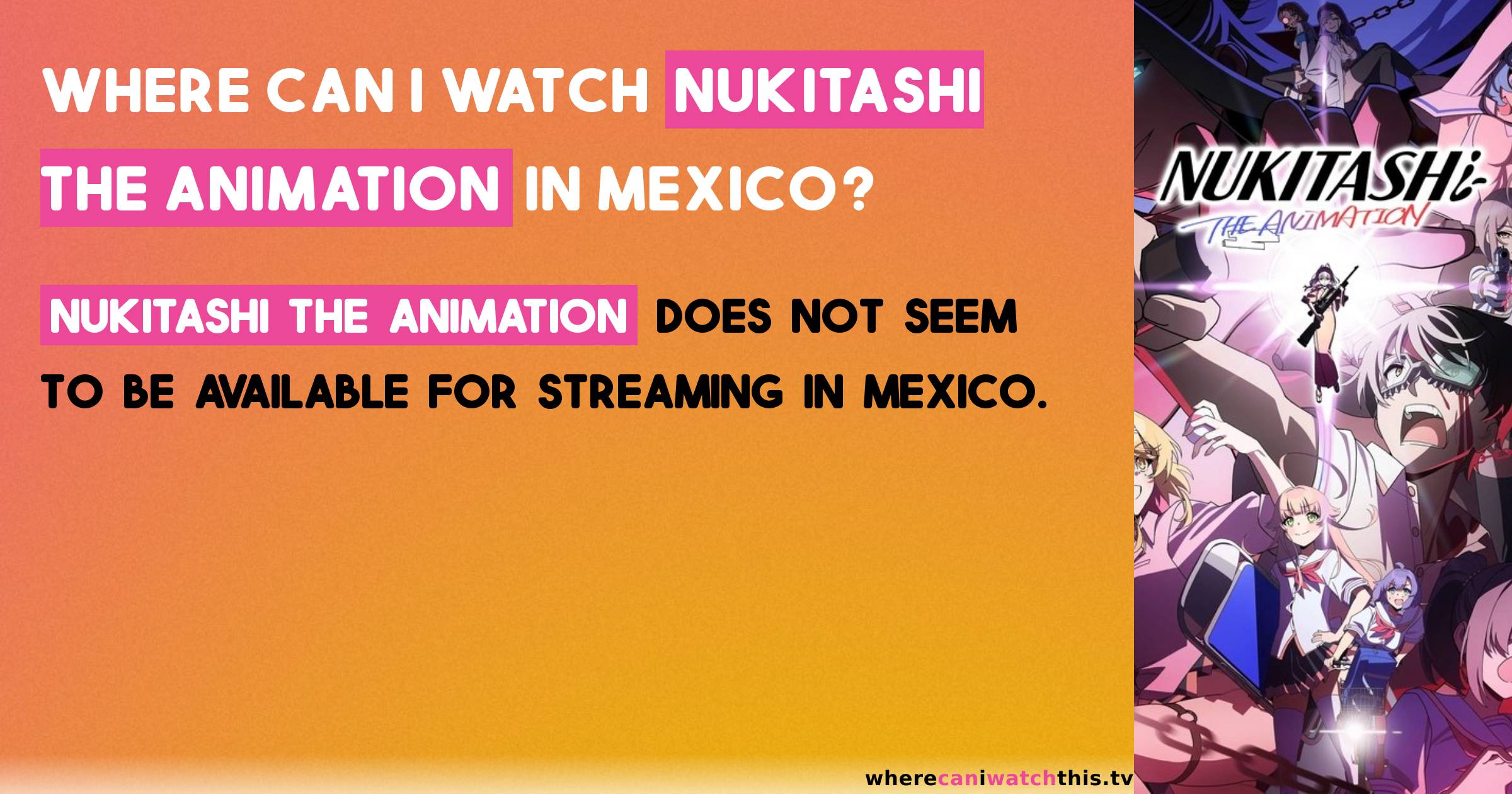 Where can I watch Nukitashi the Animation in Mexico?