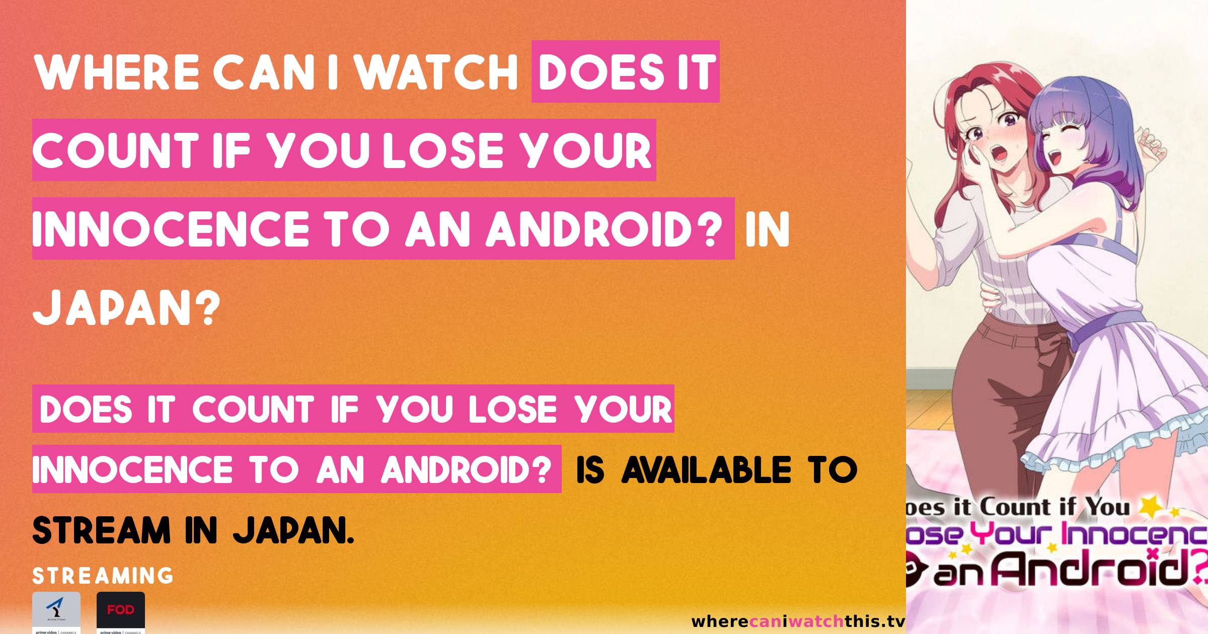 Where can I watch Does It Count If You Lose Your Innocence to an ...