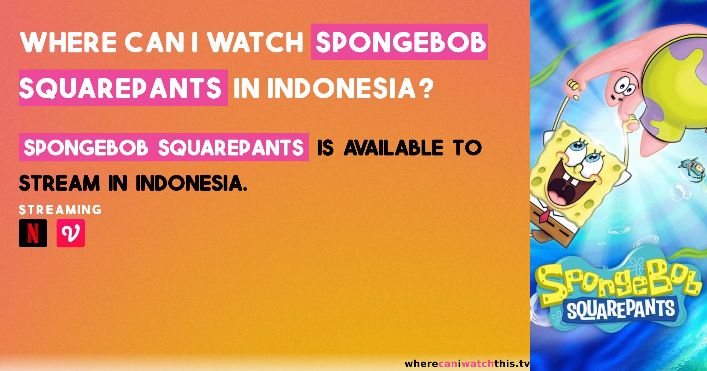 Where can I watch SpongeBob SquarePants in Indonesia?