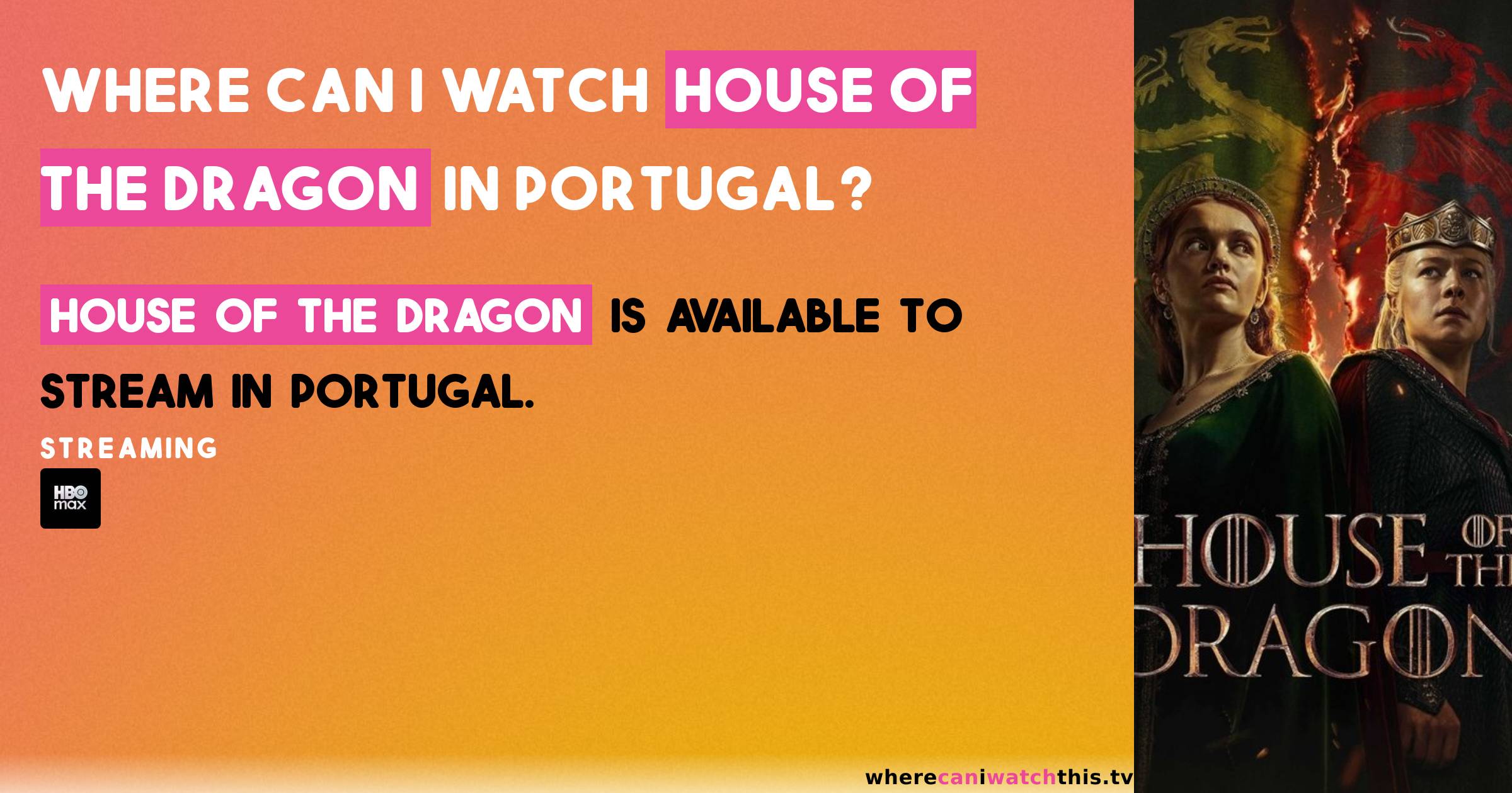 Where can I watch House of the Dragon in Portugal?